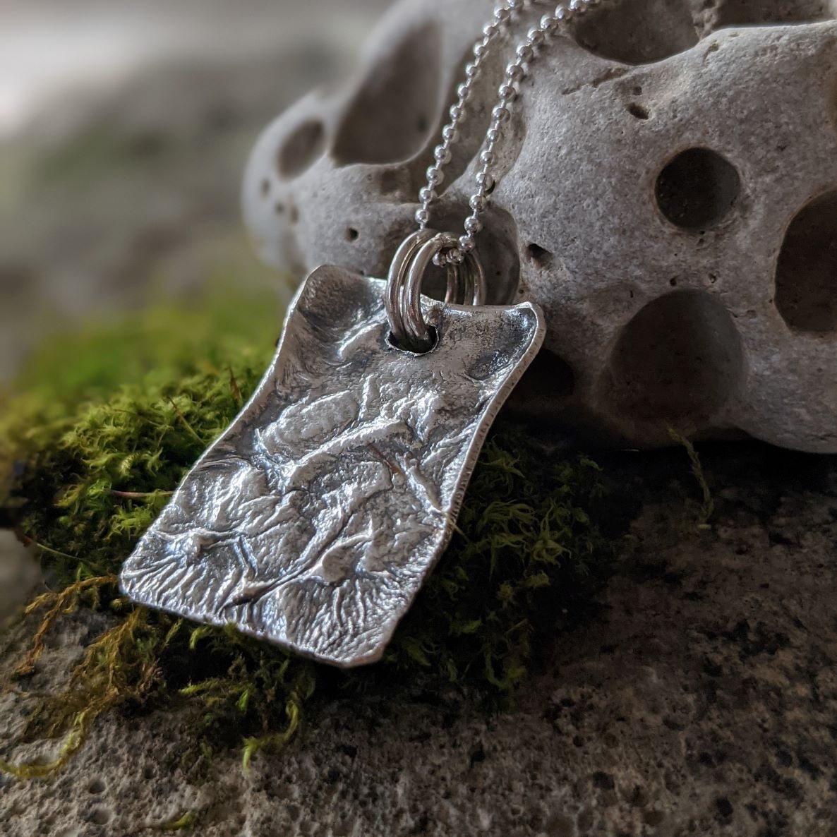 Textured Sterling Silver Pendant, Handmade Reclaimed Silver Necklace