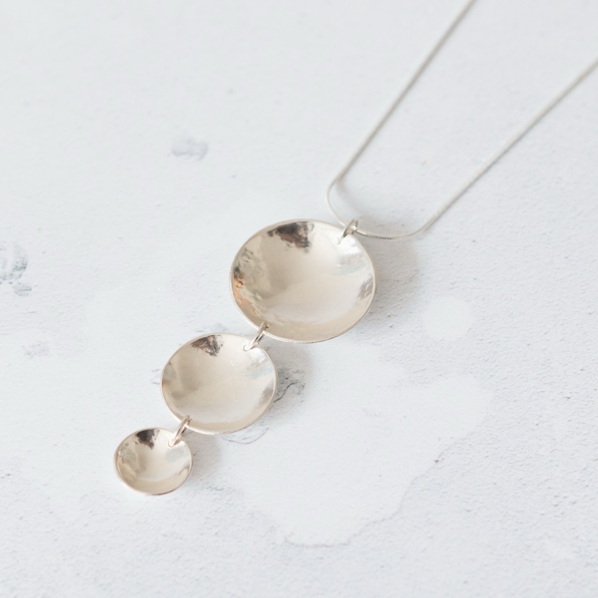 Sterling Silver Disc Pendant, Handmade Silver Necklace